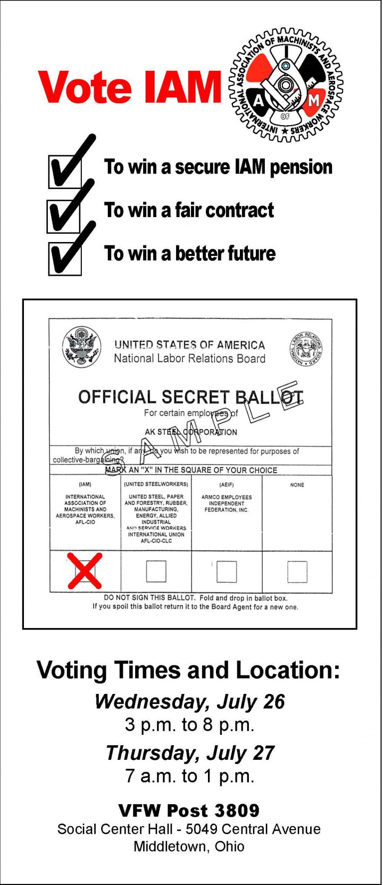 Election Reminder And Card - IAM Union